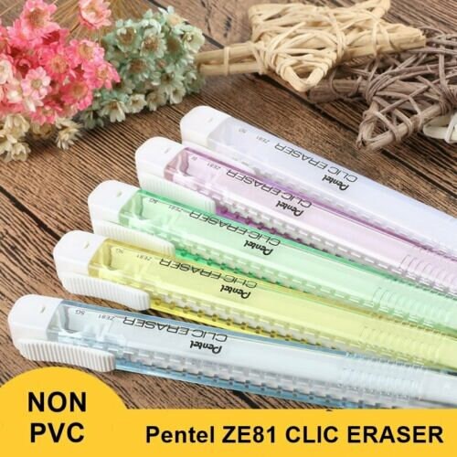 Pentel Clic Eraser ZE81 Refillable Retractable 5 COLORS SET. - Etsy