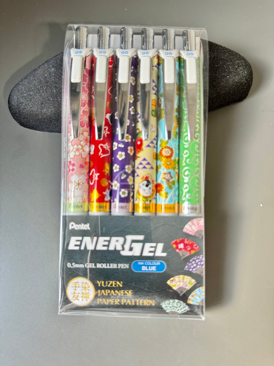 Pentel Energel 2023 Autumn Limited Edition YUZEN Japanese Paper Pattern 0.5mm Blue Ink 6 Pens ...