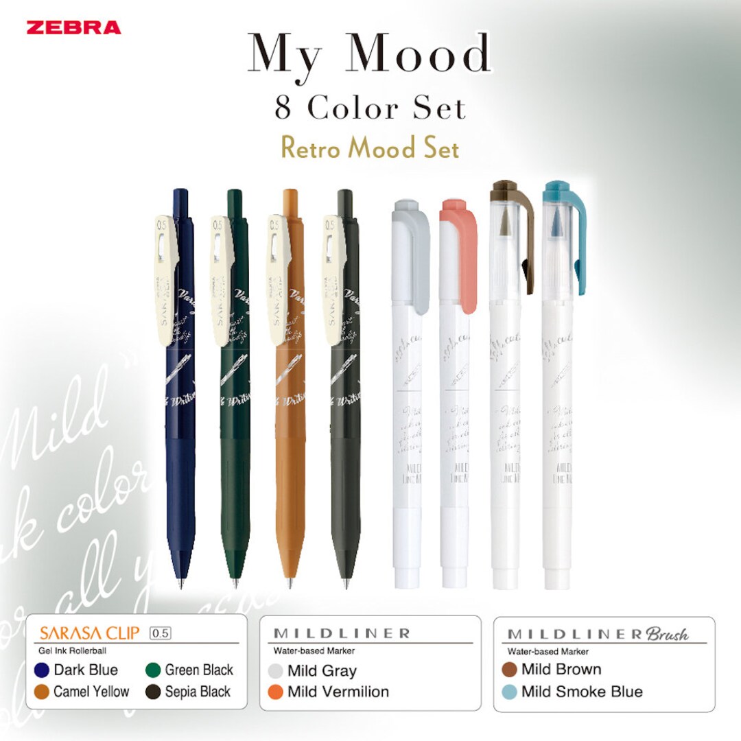 Zebra My Mood :retro Mood Set, 4 X Sarasa, 4 X Mildliner . Limited ...