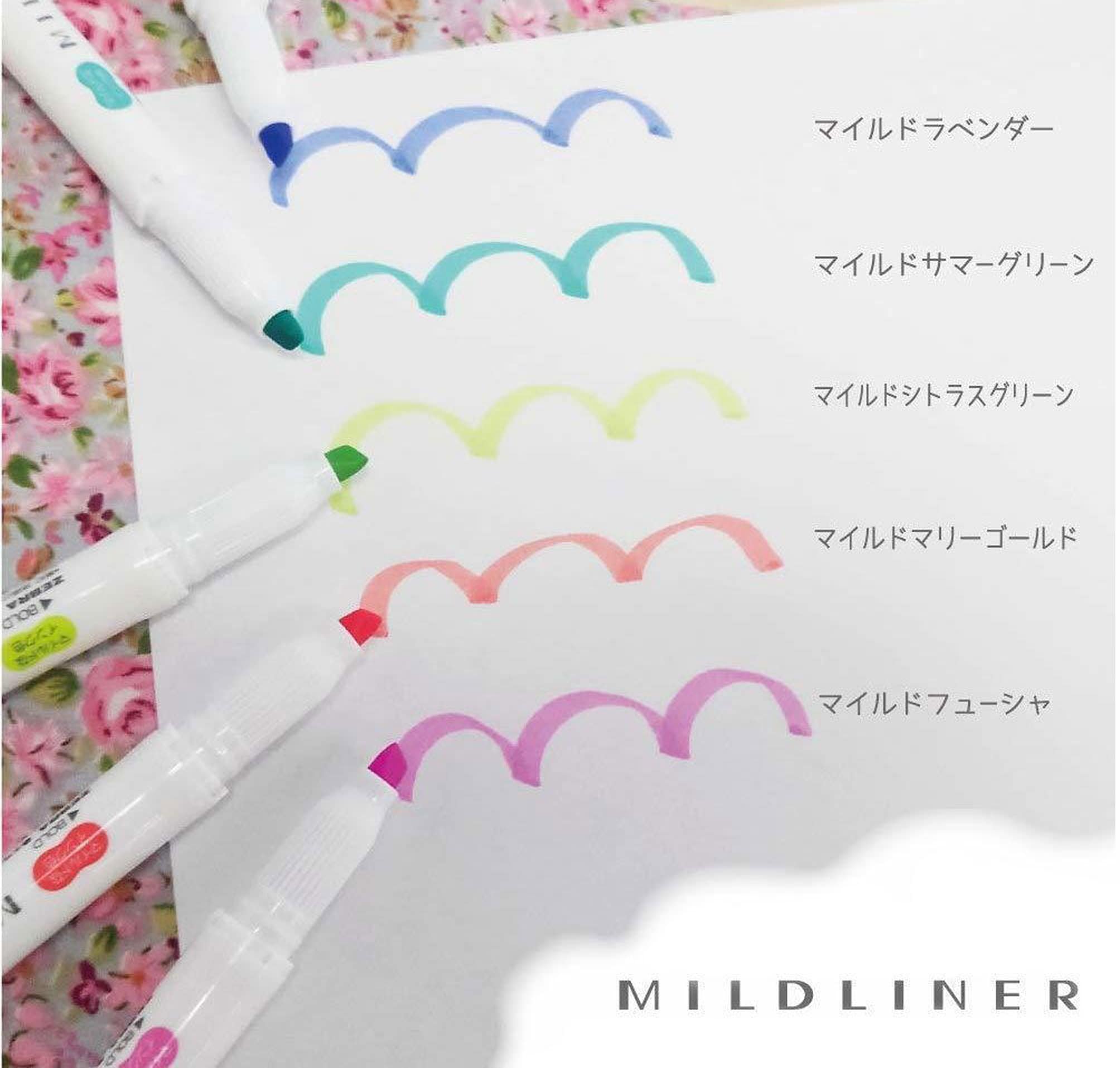 New Color ZEBRA Mildliner Double-sided Highlighter - 5 Color SET ...