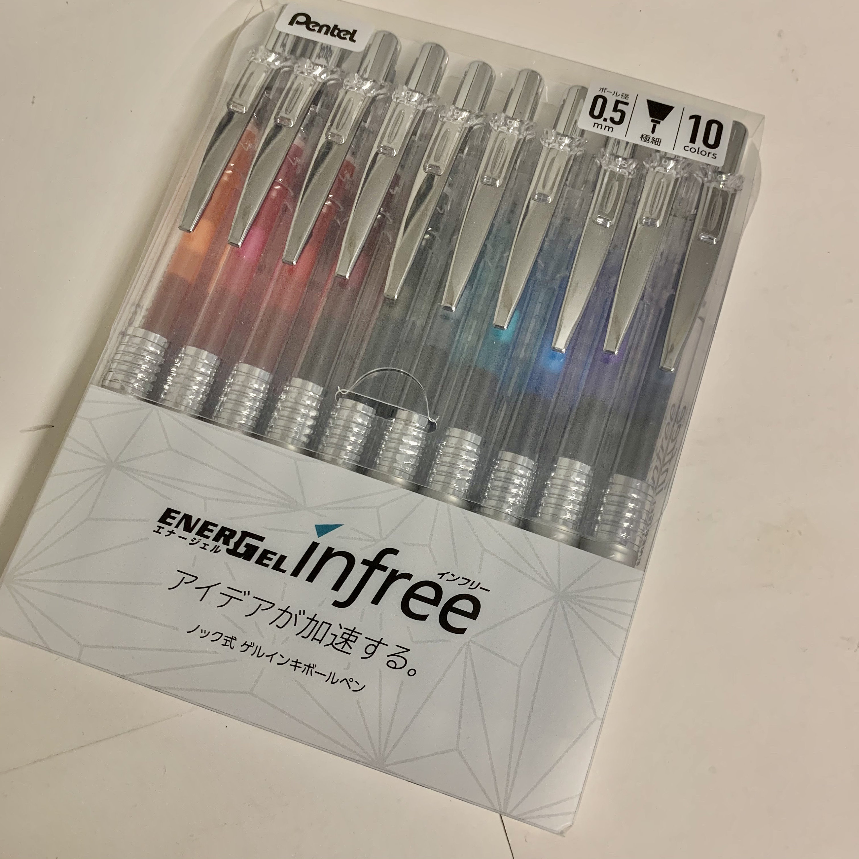 10 Pens Set Pentel Energel Infree Gel Pen 0.5mm 10 Color Box - Etsy