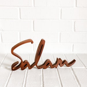 Salam Wooden Sign Salam Word Art Decor Islamic Home Decor Modern ...