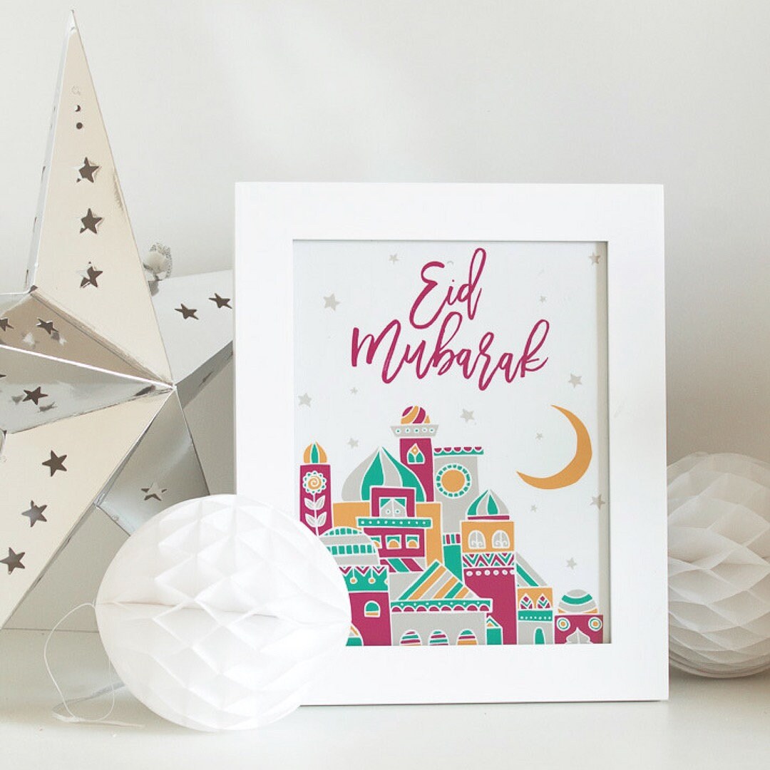 Decorative Eid Mubarak Art Print | Decorative Eid Prints | Eid Table ...