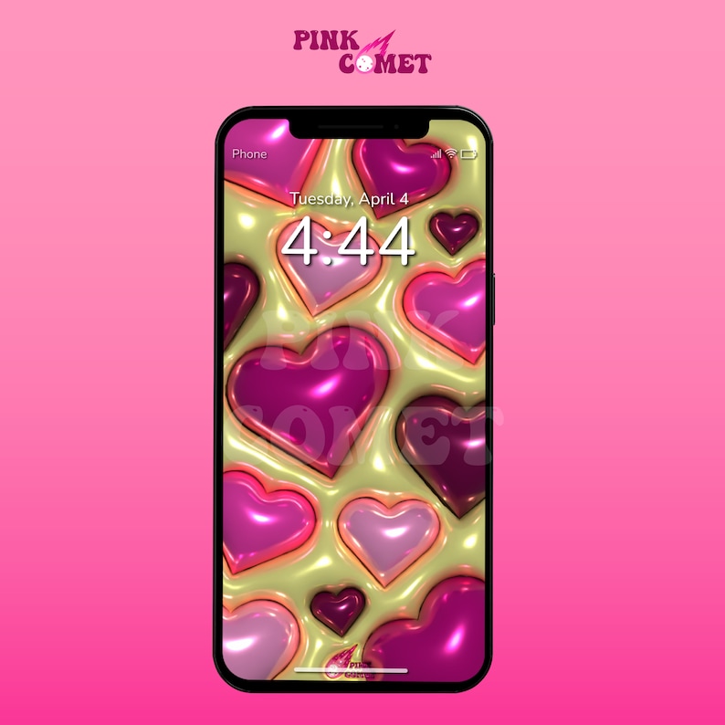 3D Aesthetic Pink Hearts Mobile Wallpaper 3D Mobile Android Ios iPhone ...