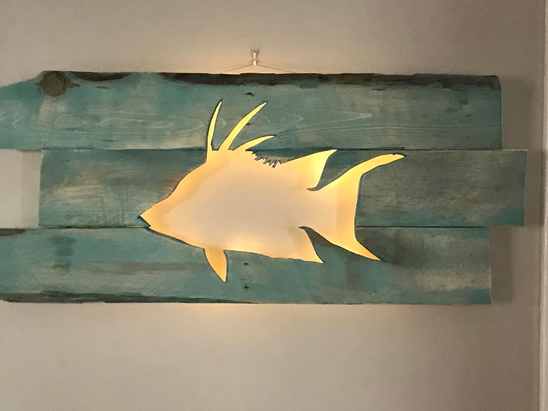 Large Light up Fish Wood Wall Art - Etsy