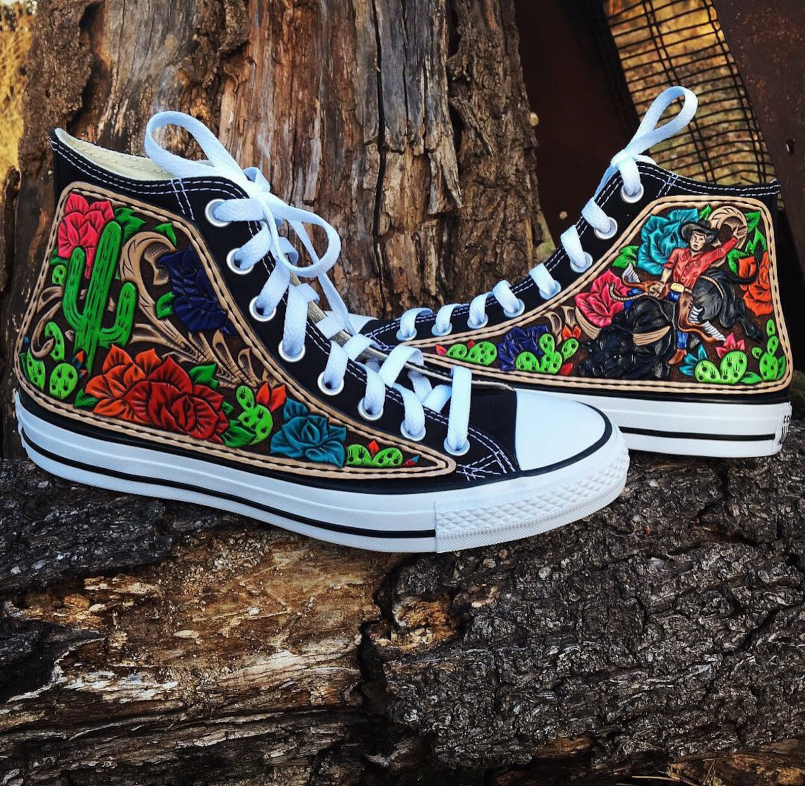 Custom Tooled Leather Converse, Custom Shoes - Etsy