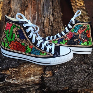 Custom Tooled Leather Converse, Custom Shoes - Etsy
