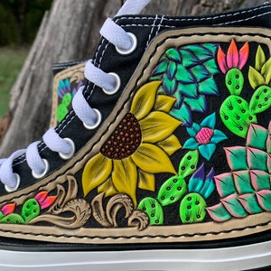 Custom Tooled Leather Converse, Custom Shoes - Etsy