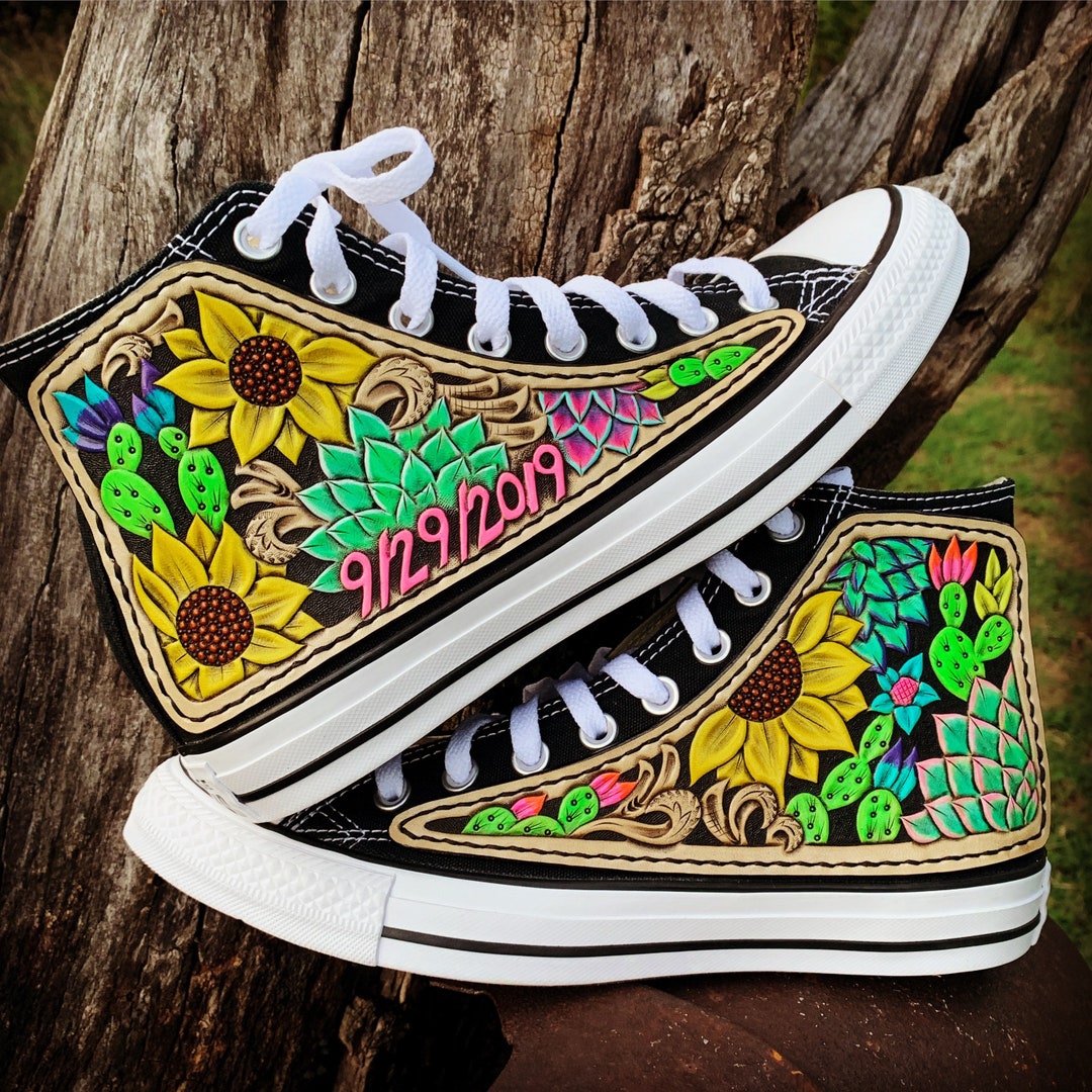 Custom Tooled Leather Converse, Custom Shoes - Etsy