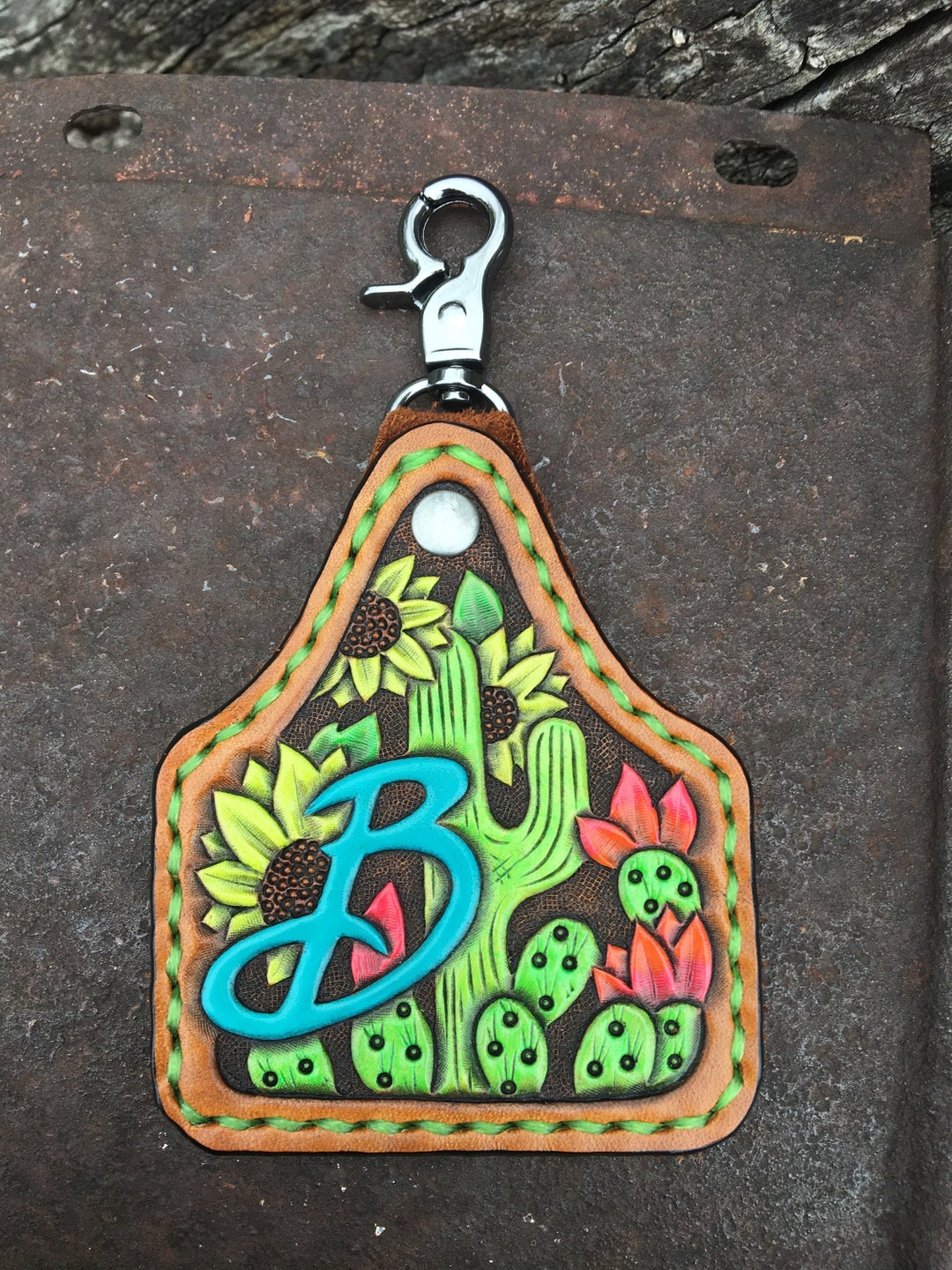 Custom Leather Keychains, Ear Tag Keychains, Inital Keychains - Etsy