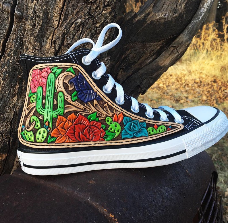 Custom Tooled Leather Converse, Custom Shoes - Etsy