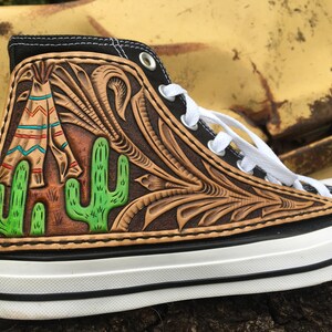 Custom Tooled Leather Converse, Custom Shoes - Etsy