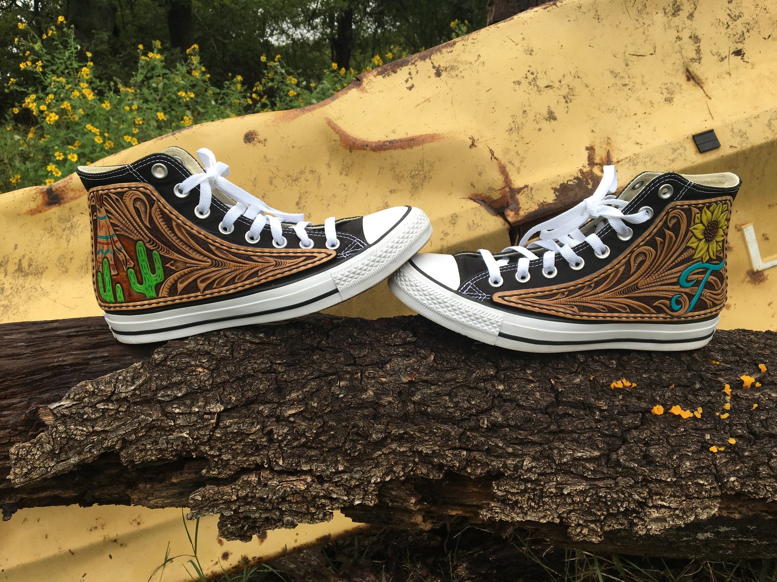 Custom Tooled Leather Converse, Custom Shoes - Etsy