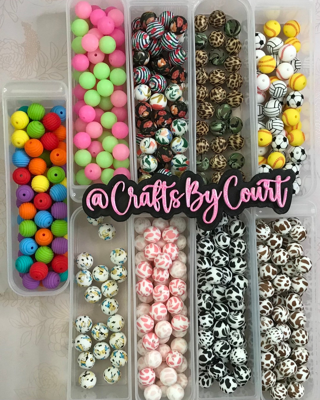 20 BULK Round Silicone Printed Beads, Silicone Beads, Bulk Silicone ...