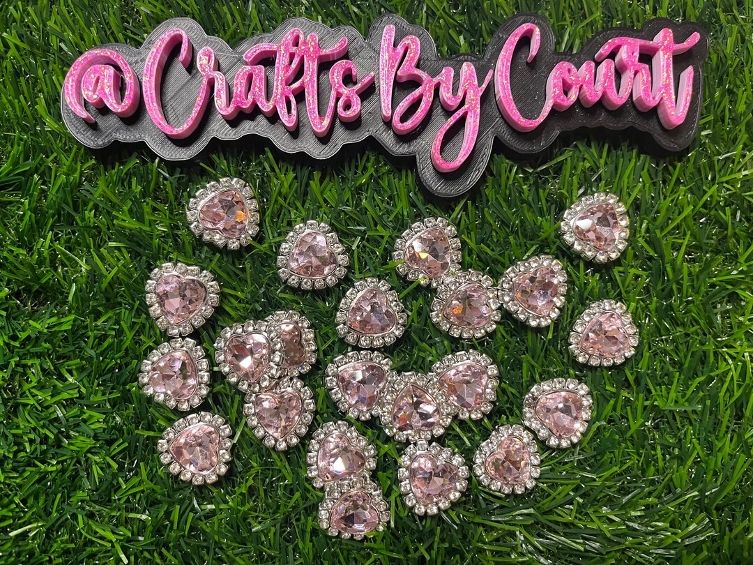 PINK HEARTS With DIAMONDS Flat Back Charms/heart Charms/diamond Hearts ...