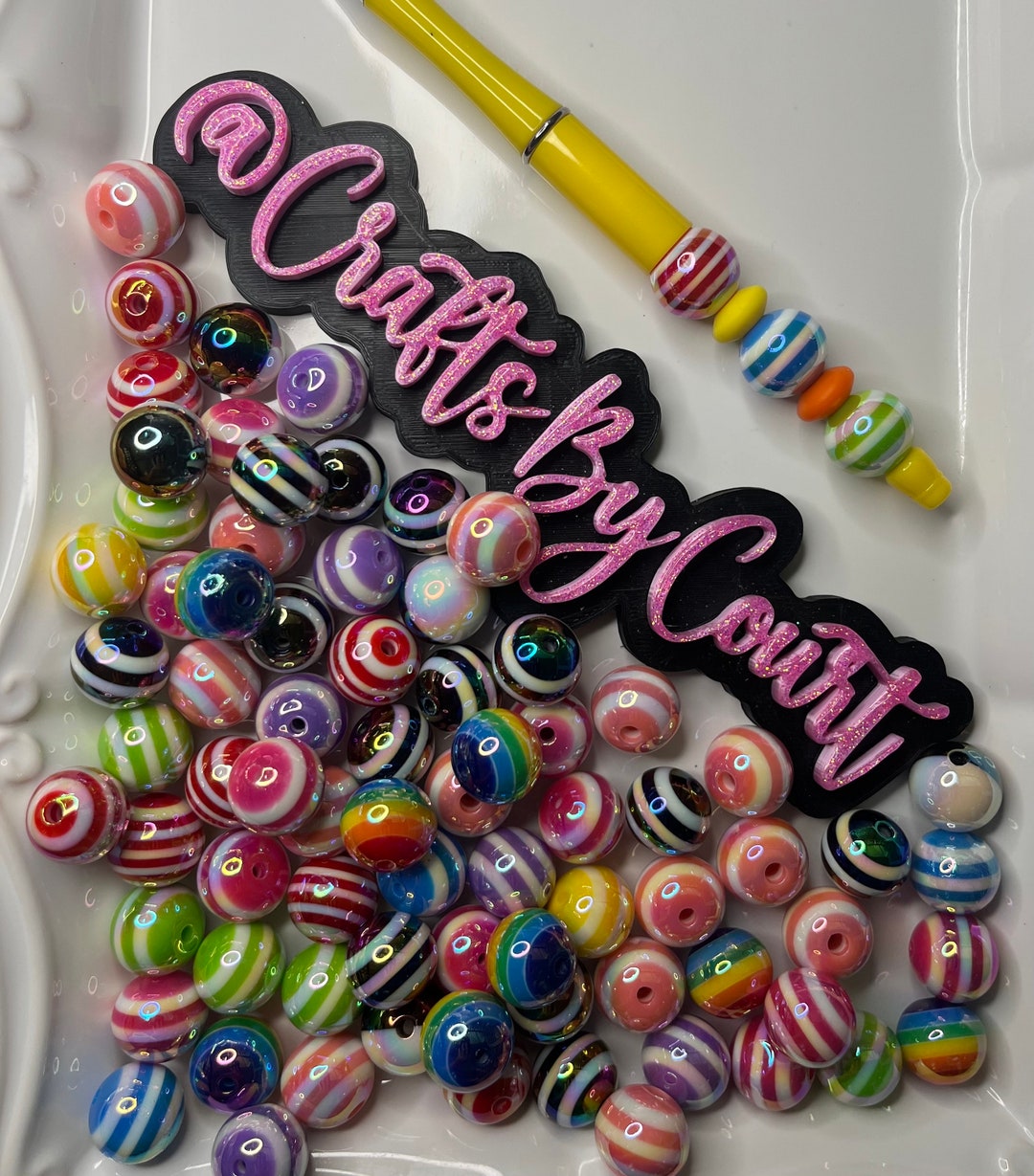 STRIPED 15MM ACRYLIC Beads Acrylic Beads Wholesale Beads Striped Beads ...