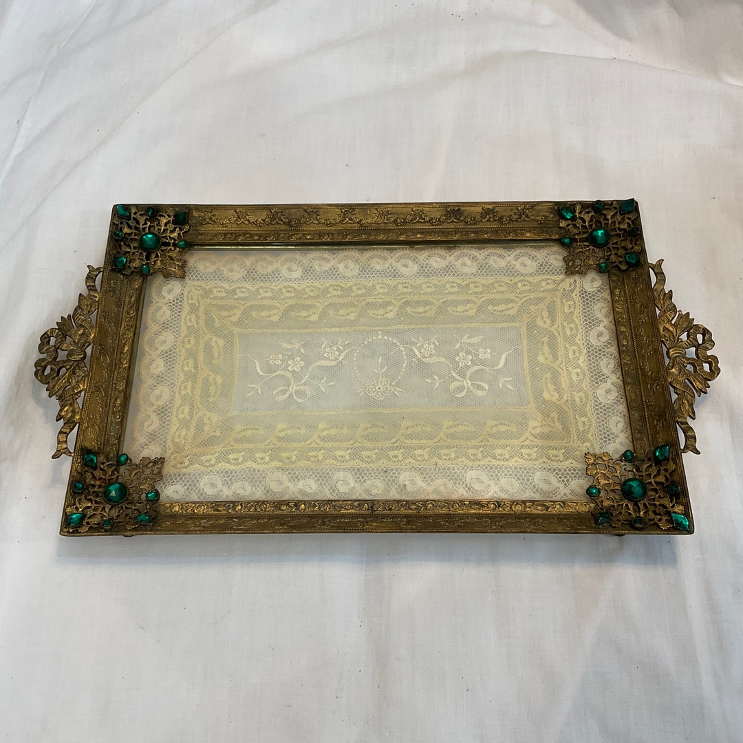 Empire Art Gold Jeweled Perfume Tray - Etsy