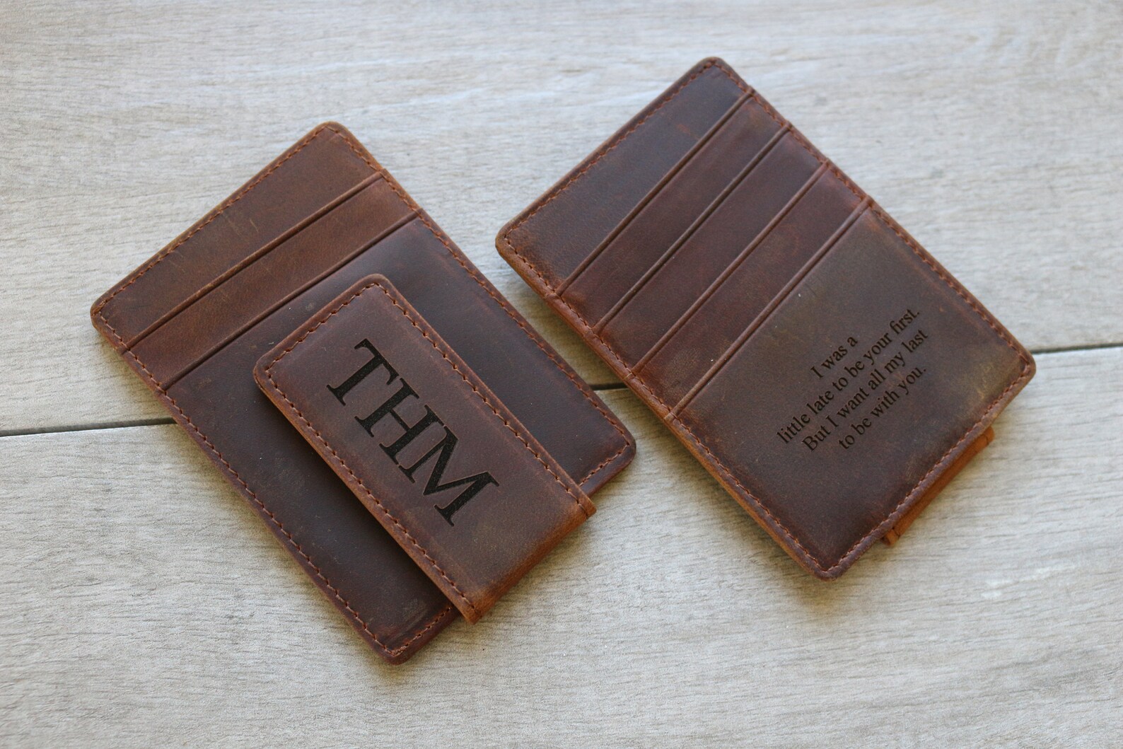 Personalized Wallet Leather Slim Wallet Engraved Wallet - Etsy