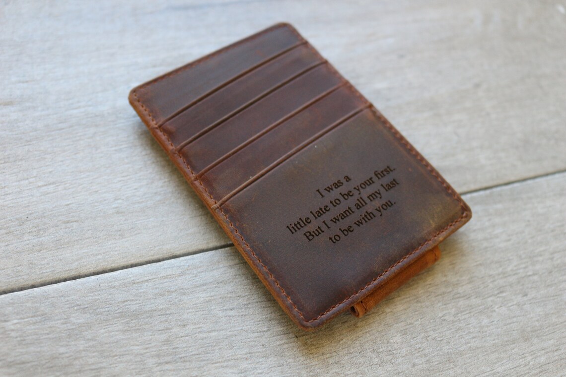 Personalized Wallet Leather Slim Wallet Engraved Wallet - Etsy