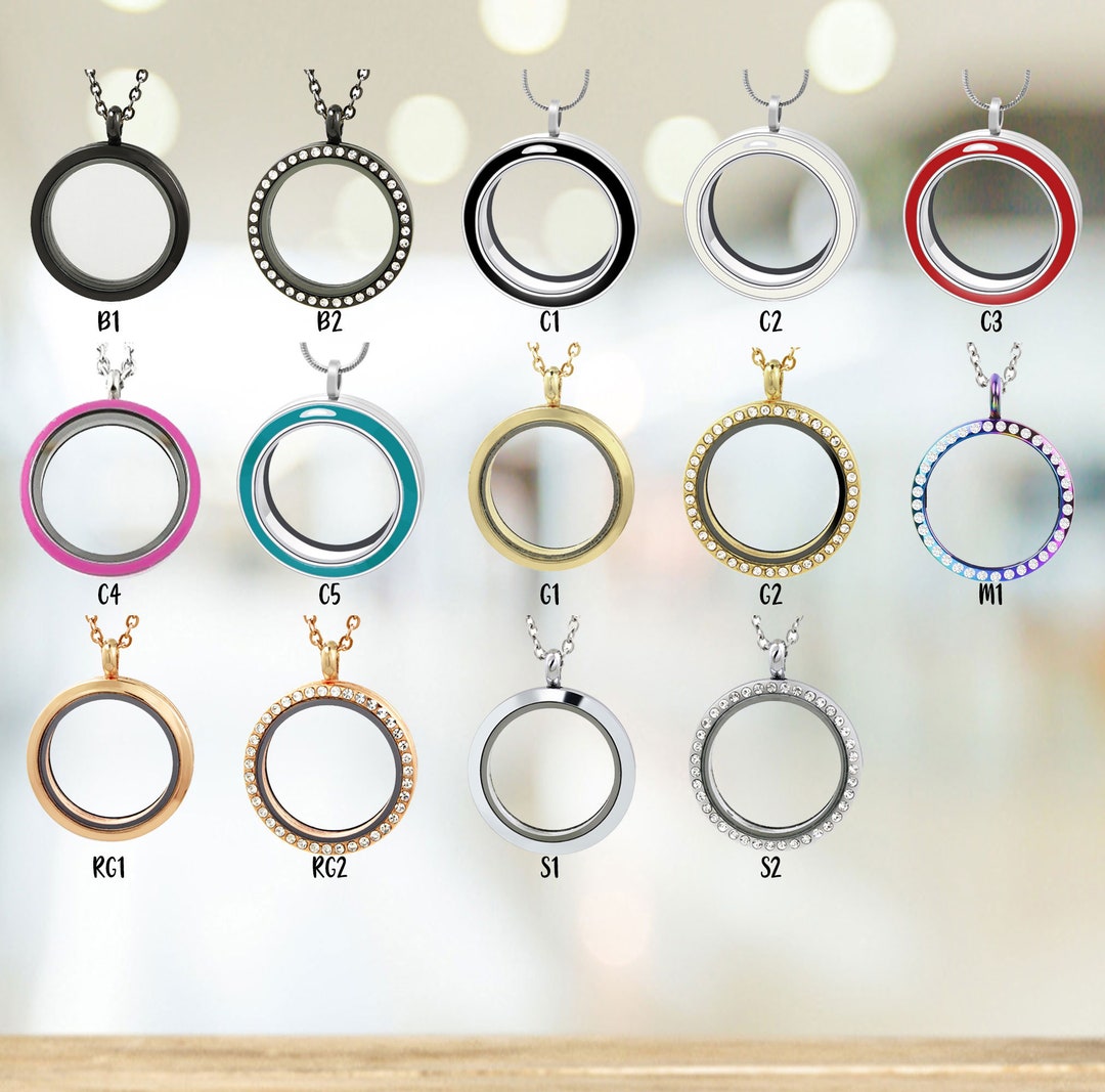 Living Memory Floating Charm 30mm Glass Locket Pendant With Necklace or ...