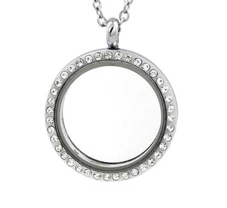 Living Memory Floating Charm 30mm Glass Locket Pendant With Necklace or ...