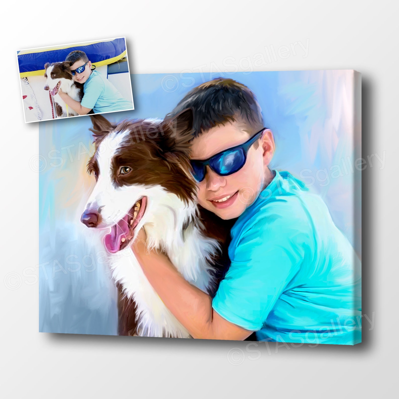 CUSTOM Girl Woman Portrait From Photo on Canvas Personalized | Etsy