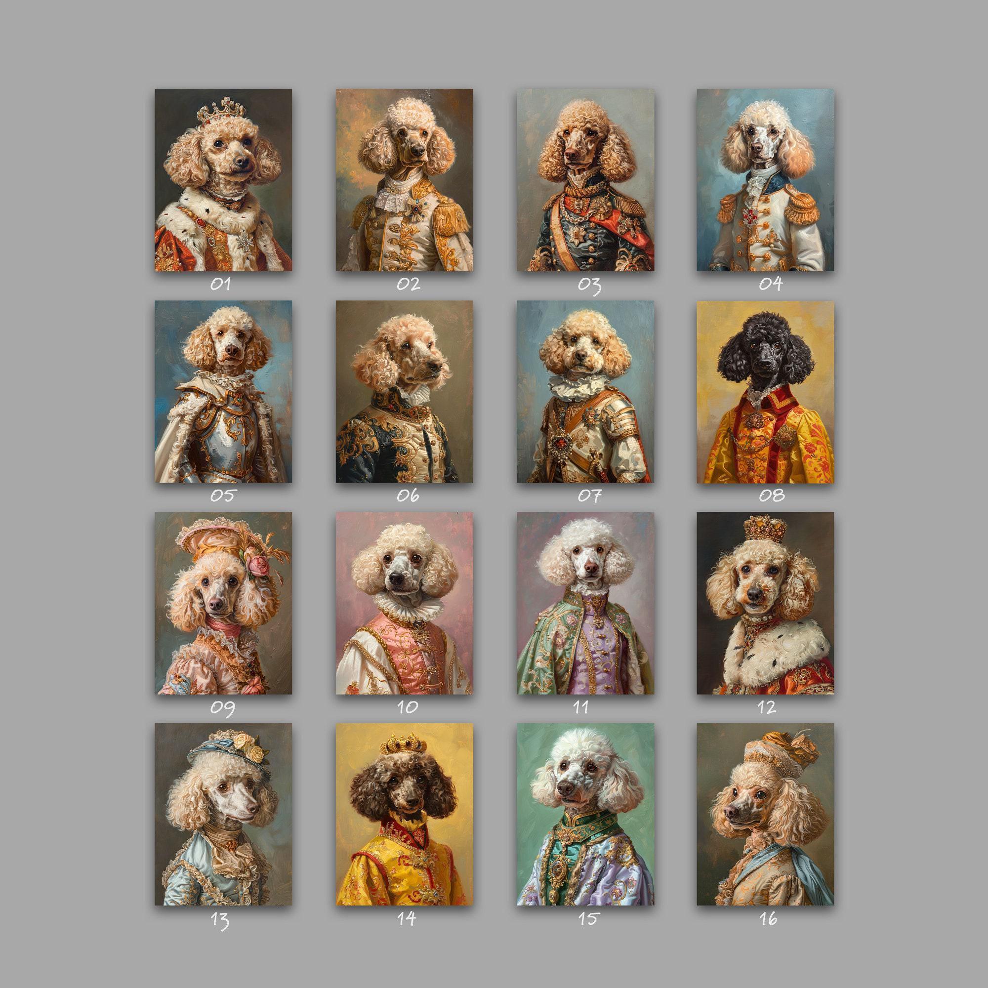 Custom Poodle Portrait From Photo | Rococo Royal Dog, Regal Pet ...
