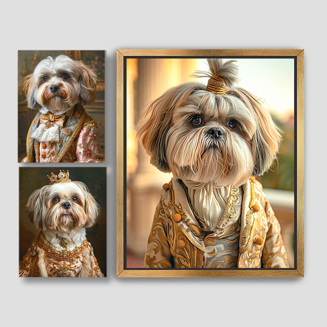 Custom Costume Portrait From Photo | Lhasa Apso Aristocrat Dog in ...