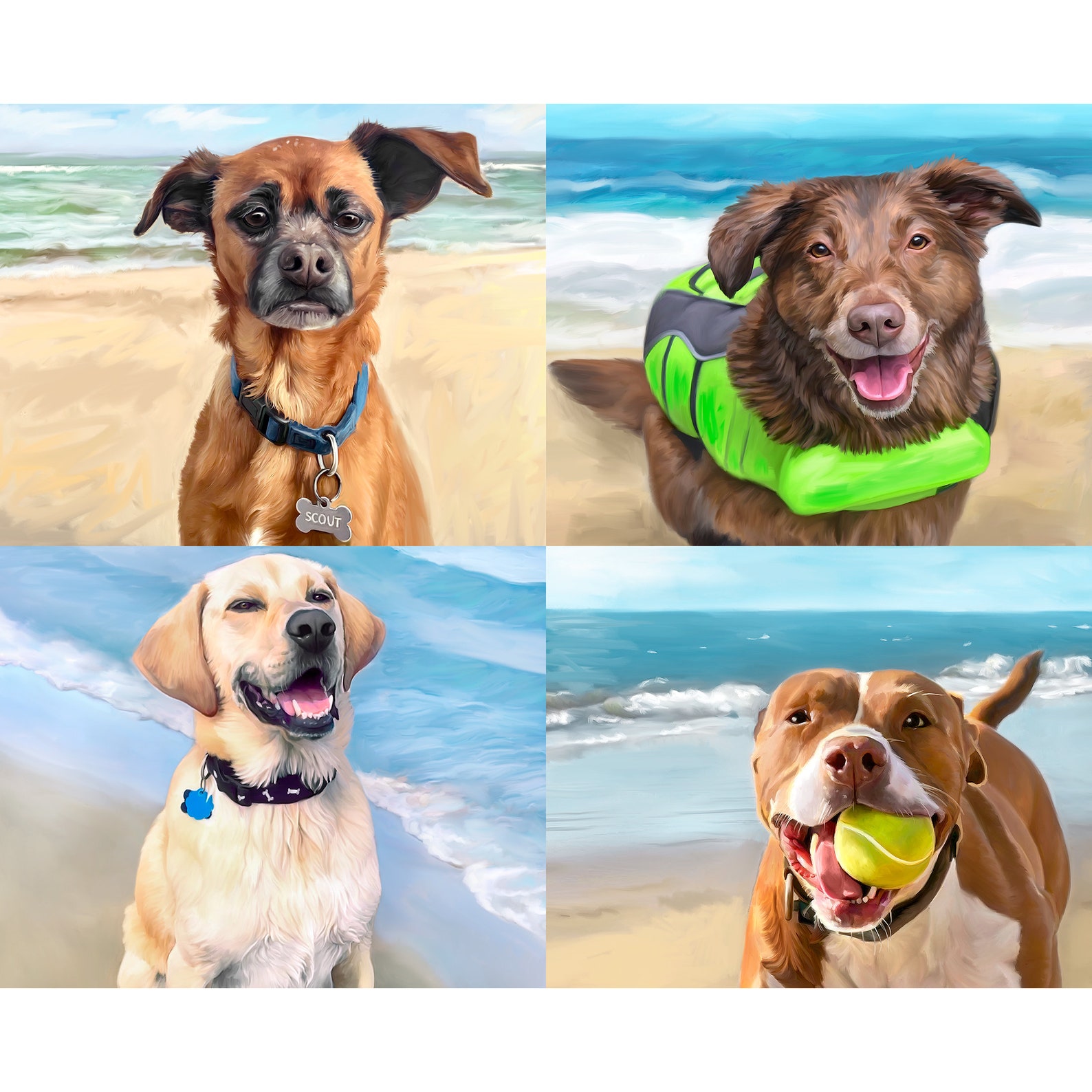 CUSTOM DOG Pet Person Portrait From Photo on Canvas - Etsy