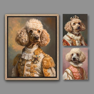 Custom Poodle Portrait From Photo | Rococo Royal Dog, Regal Pet ...