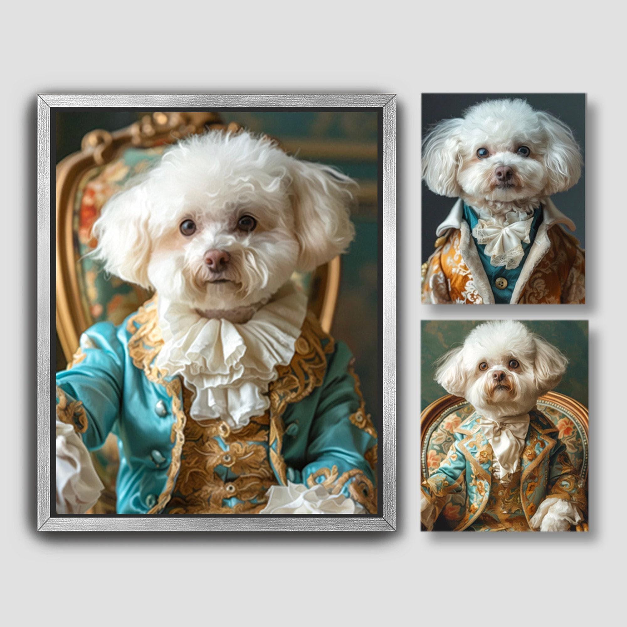 Custom Costume Portrait From Photo | Bichon Frisé Dog Pet in Rococo ...