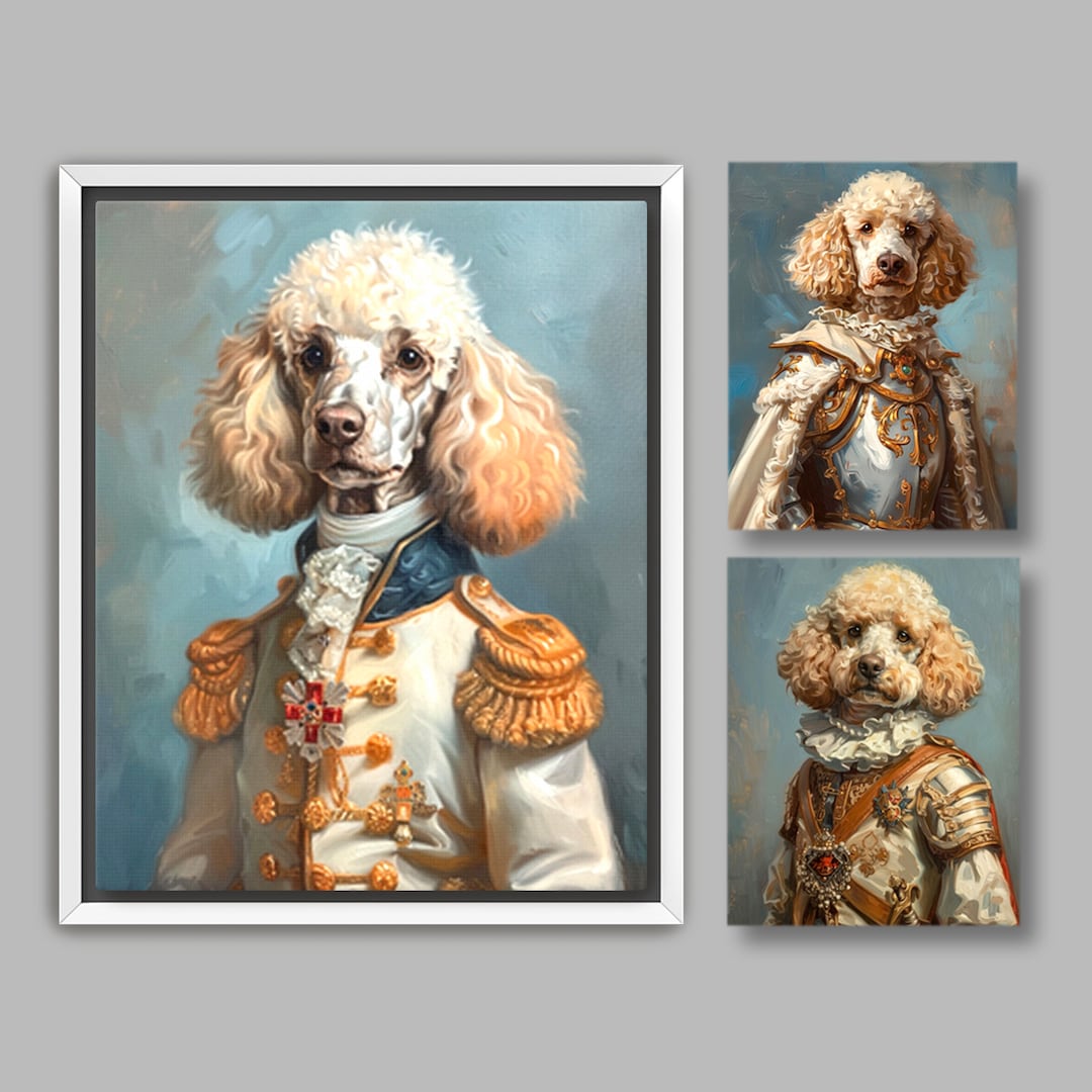 Custom Royal Portrait From Photo | Rococo Poodle Dog, Regal Pet ...