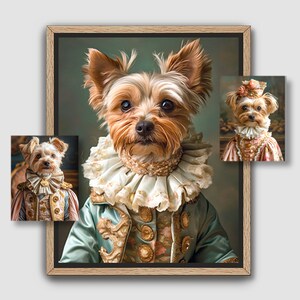 Custom Costume Portrait From Photo Yorkie King, Royal Dog Pet in Rococo ...