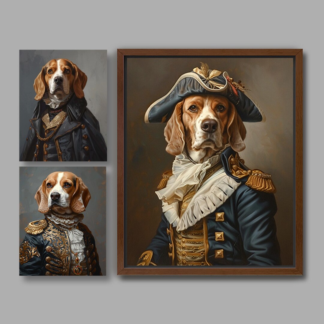 Custom Beagle Painting From Photo | Victorian Military Beagle Dog, Pet ...