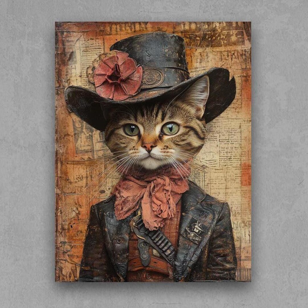 Custom Western Portrait - Wild West Lady Cat Art - Personalized Cat Art ...