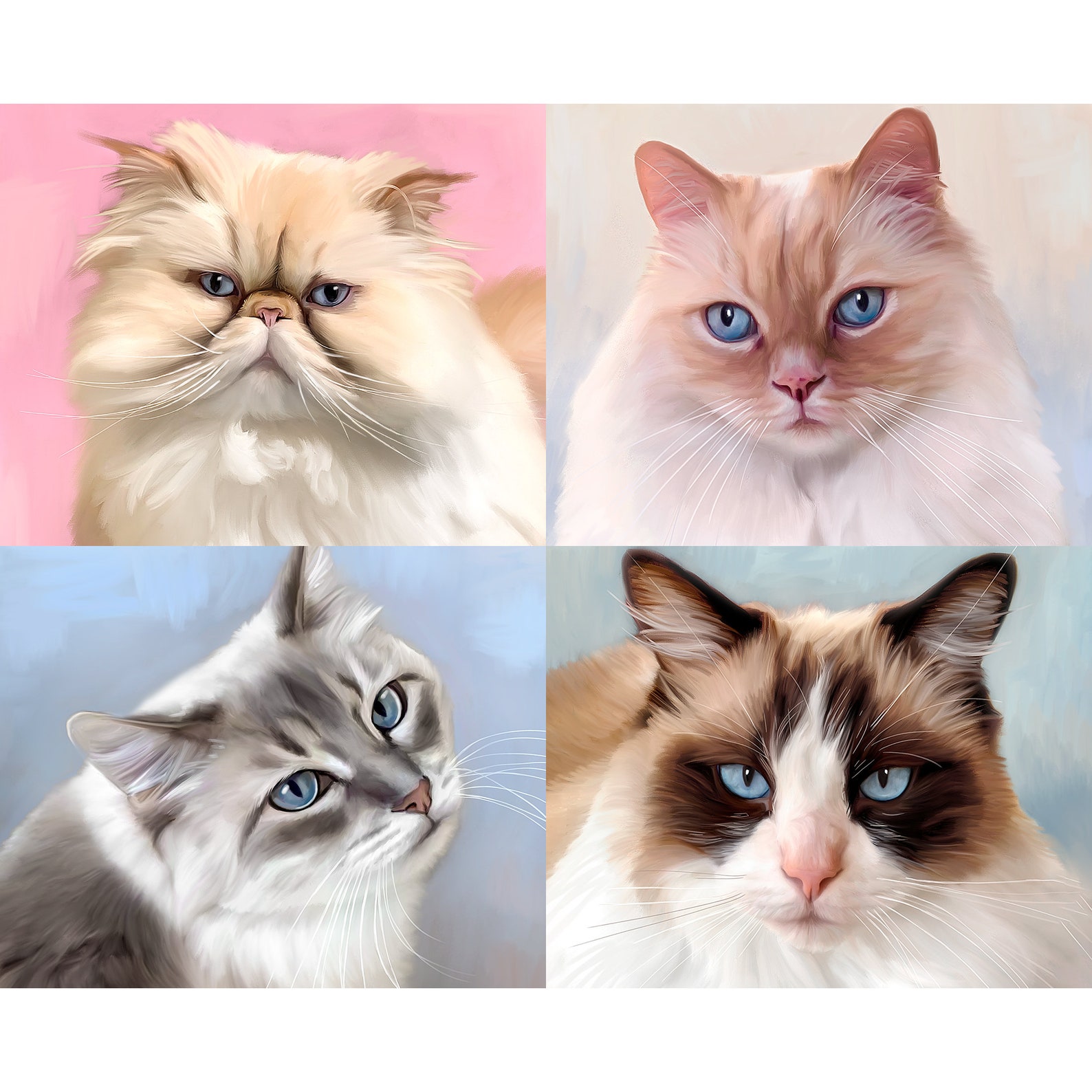 CUSTOM DOG CAT Portrait From Your Photo, Digital Art or Oil Acrylic ...