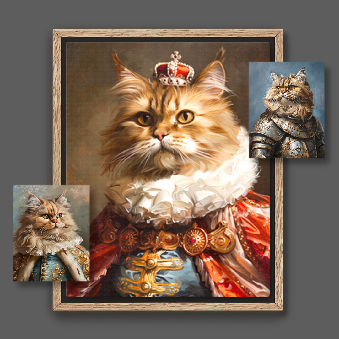 Custom Persian Cat Portrait From Photo Rococo Period Royal Pets, Regal ...
