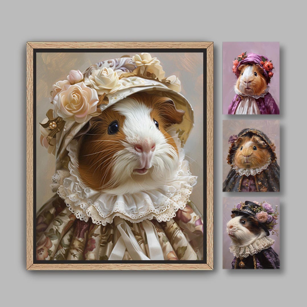 Custom Guinea Pig Portrait From Photo | Funny Rodent in Costume ...