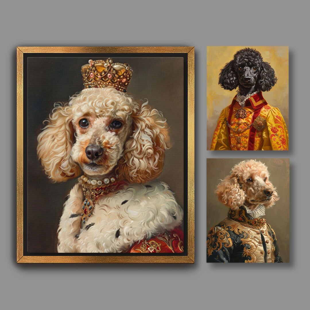 Custom Royal Portrait From Photo | Rococo Poodle Dog, Regal Pet ...