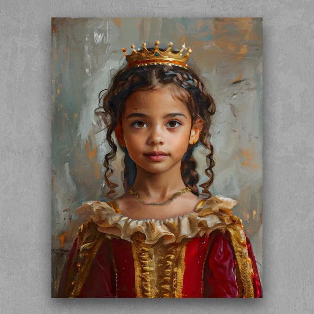 Custom Princess Portrait 4 Girls | Royal-themed Child Artwork | Custom ...