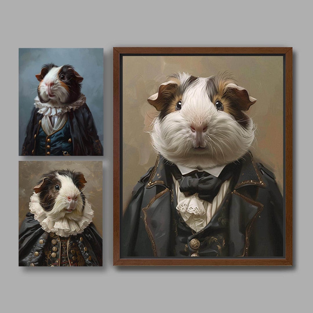 Custom Guinea Pig Portrait From Photo | Funny Rodent Pet Dressed in ...