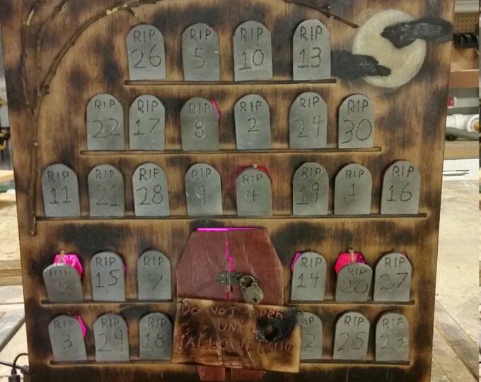 Lighted Halloween Advent Calendar Cemetery Wood Tombstones - Etsy