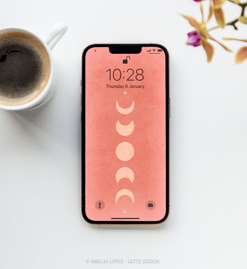 2 Pink Moon Phases iPhone Wallpapers. Blush Pink Moon Phases Phone ...