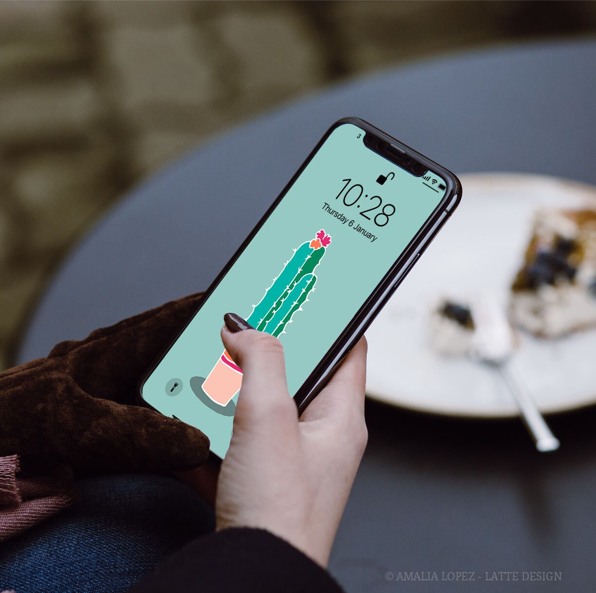 6 Cactus Phone Wallpaper. Teal iPhone Wallpaper. Botanical - Etsy