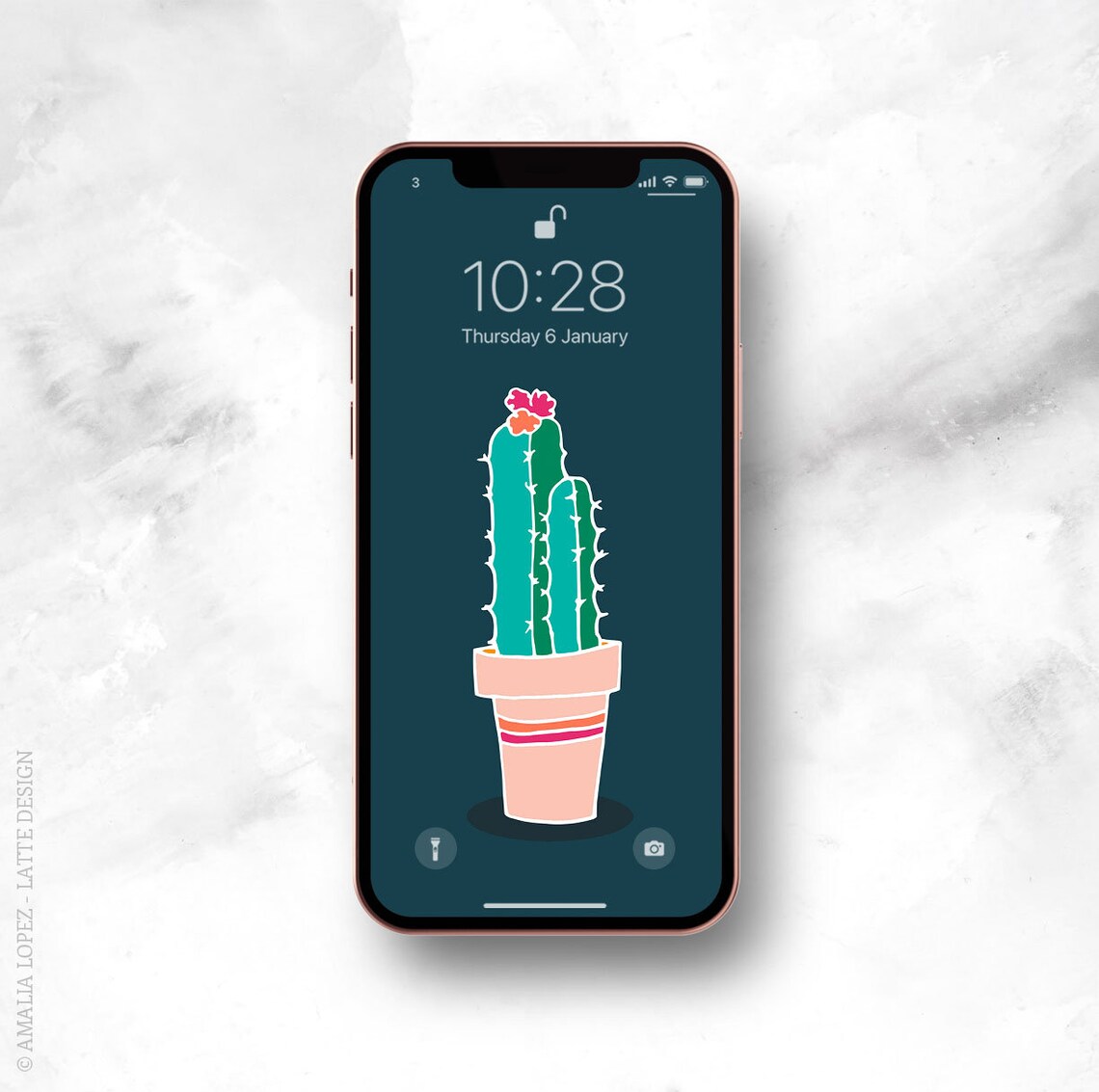 6 Cactus Phone Wallpaper. Teal iPhone Wallpaper. Botanical - Etsy