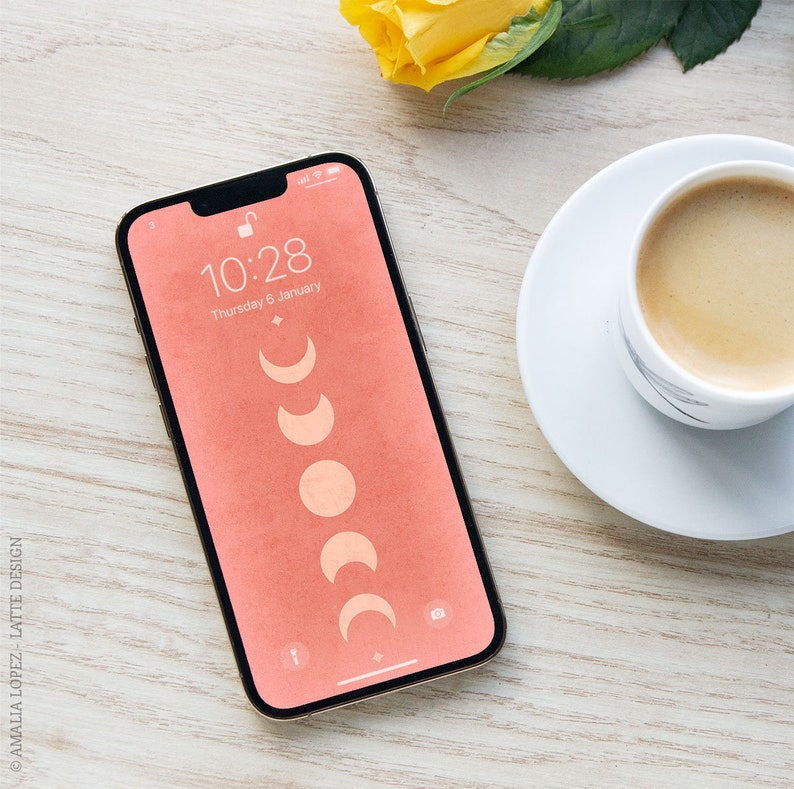 2 Pink Moon Phases iPhone Wallpapers. Blush Pink Moon Phases Phone ...