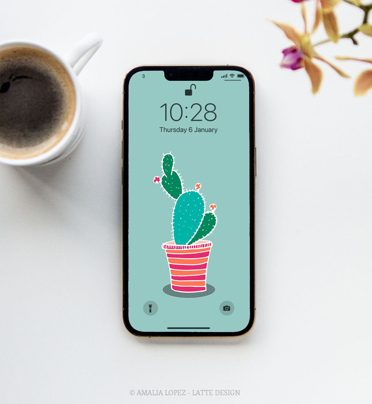 6 Cactus Phone Wallpaper. Teal iPhone Wallpaper. Botanical - Etsy