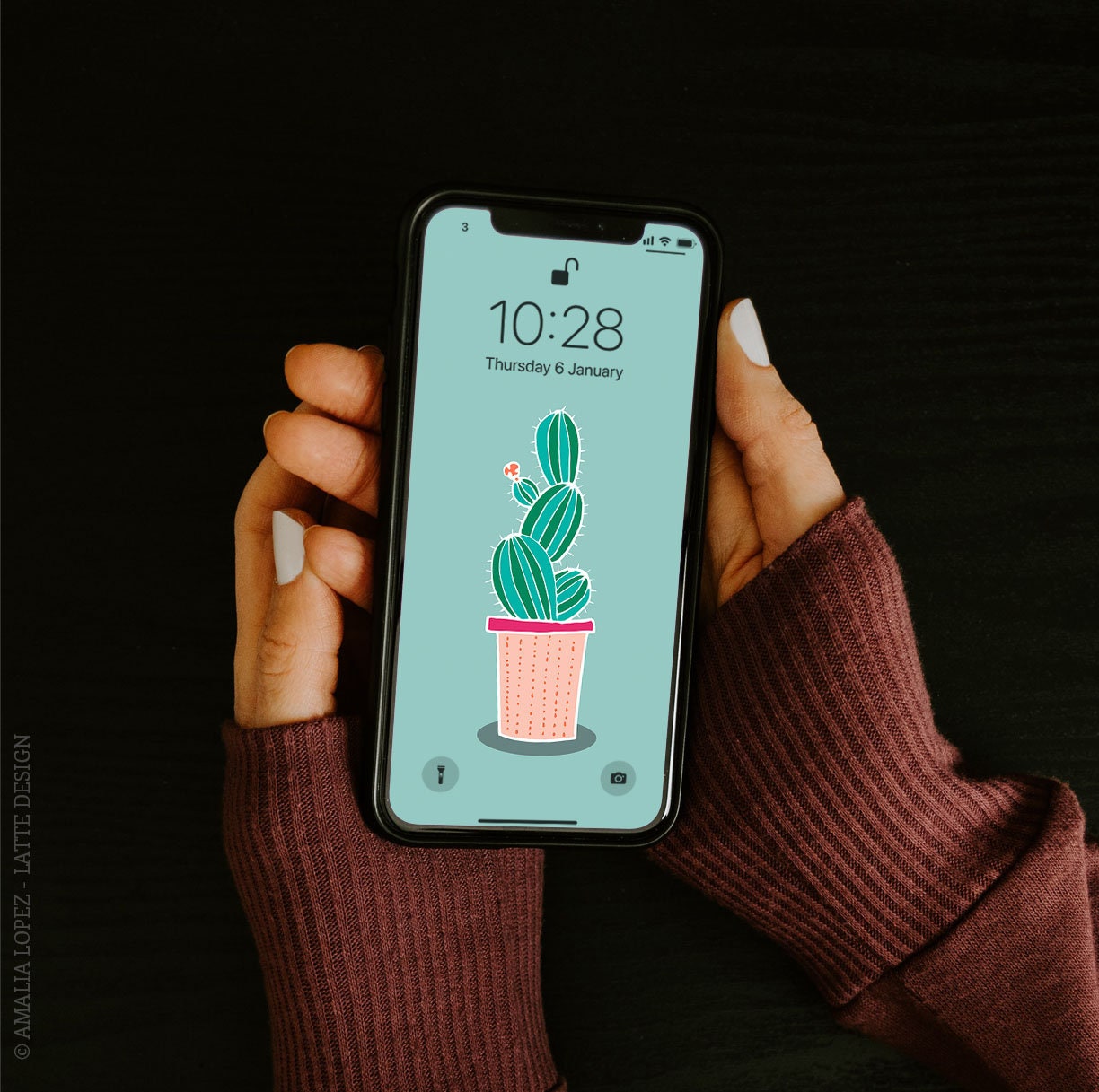 6 Cactus Phone Wallpaper. Teal iPhone Wallpaper. Botanical - Etsy