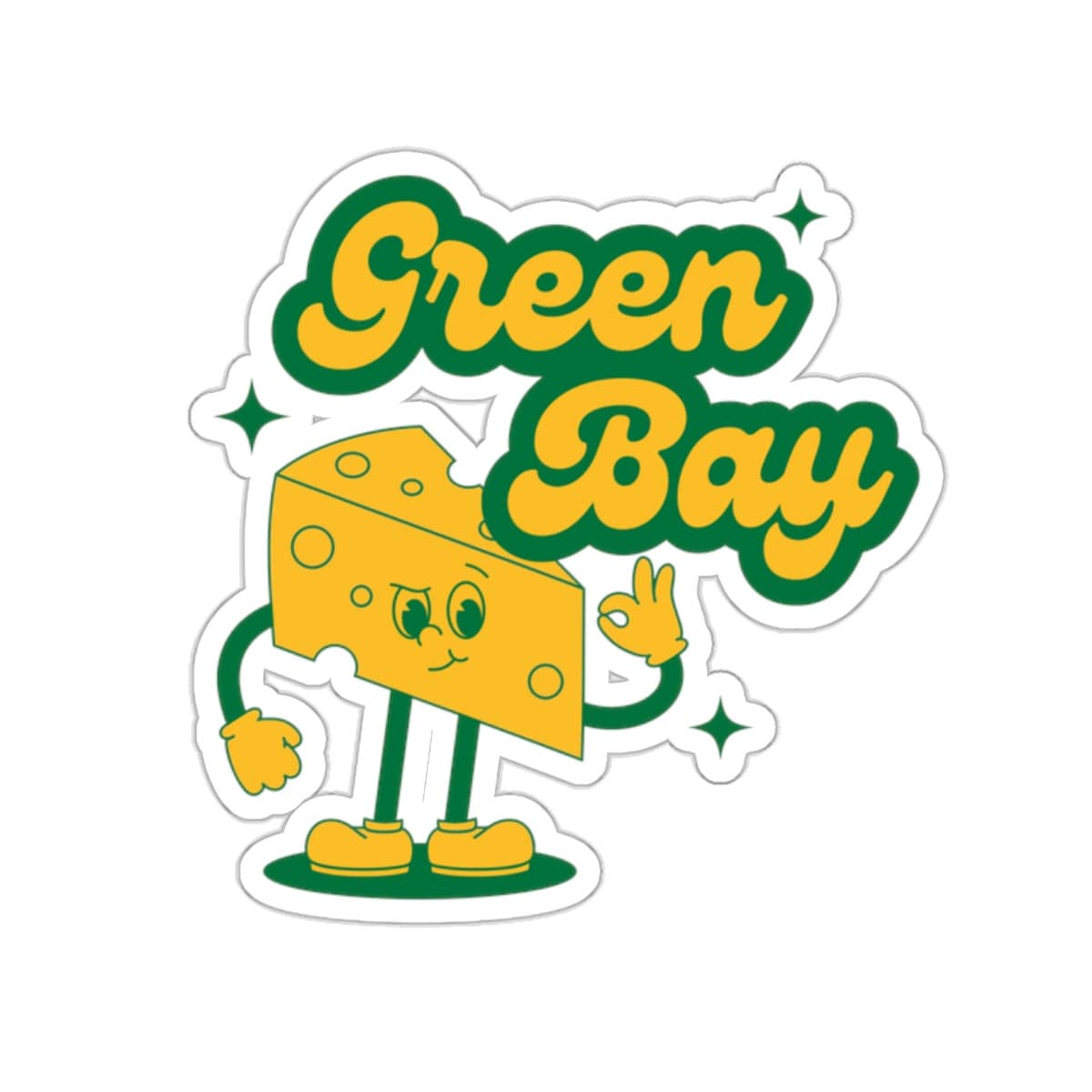 Green Bay Packers, Cheese Head, Retro Design, Kiss-cut Stickers - Etsy