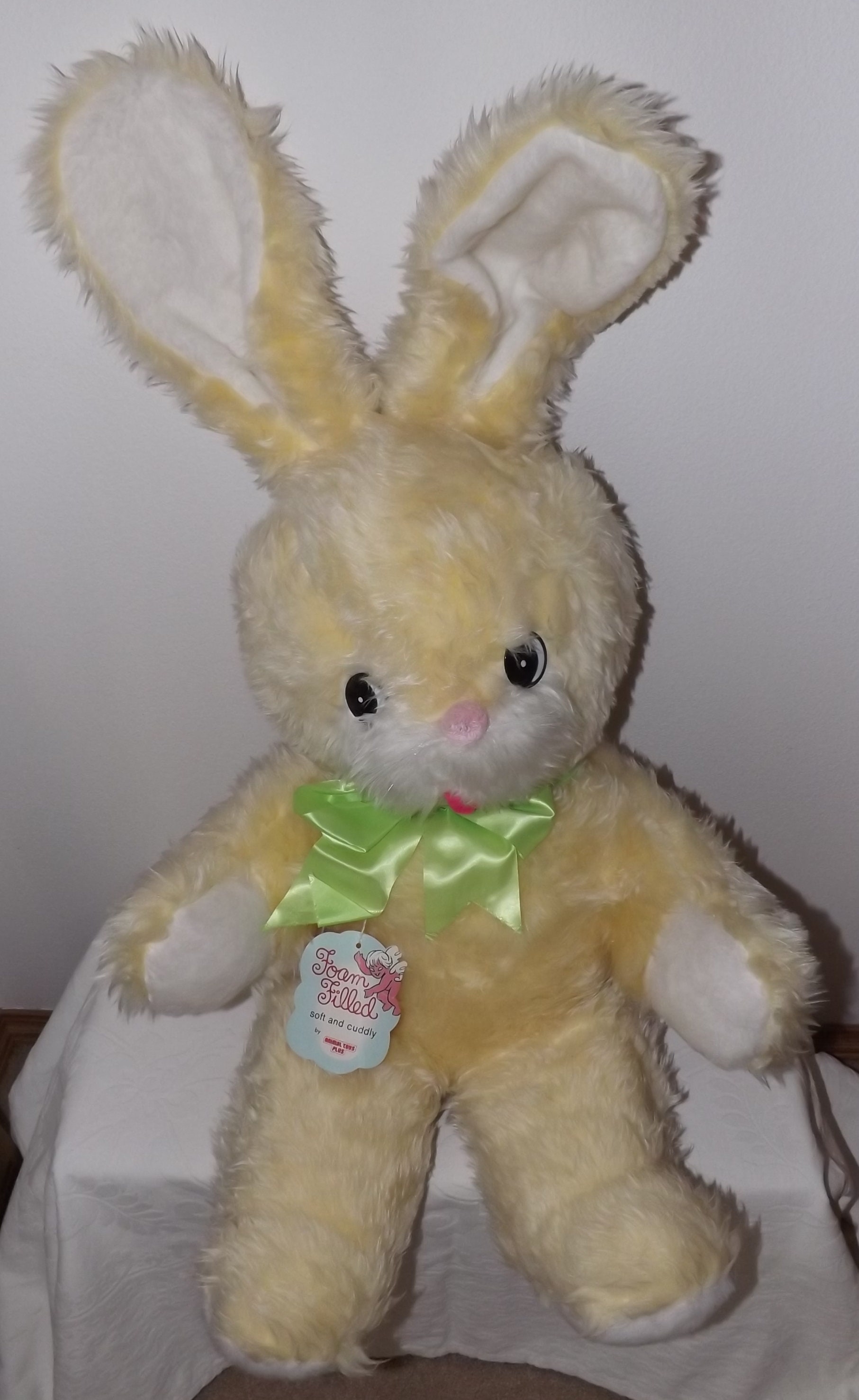 MINT W Hang Tag Vintage Large Yellow Plush Stuffed Easter Bunny Rabbit ...